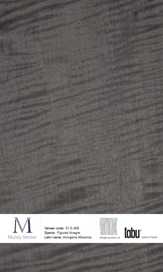 01.S.458, Figured Anegre Wood Veneer | Natural Dyed Premium Veneer | Mundy Veneer